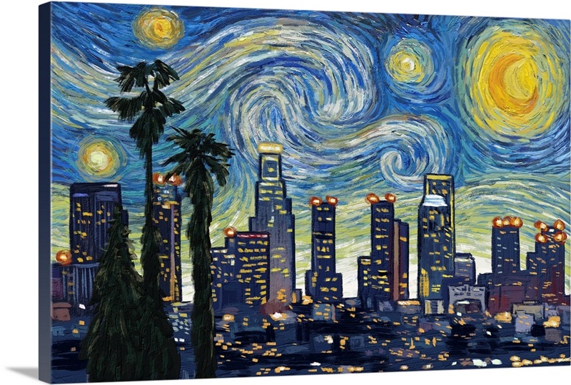 Los Angeles, California - Starry Night City Series | Great Big Canvas