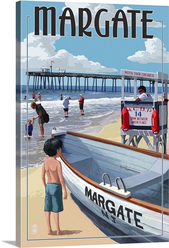 Margate, New Jersey - Lifeguard Stand: Retro Travel Poster | Great Big ...
