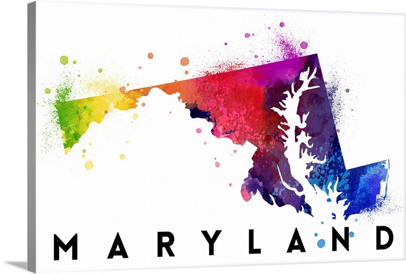 Maryland - State Abstract Watercolor | Great Big Canvas