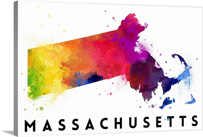 Massachusetts - State Abstract Watercolor | Great Big Canvas