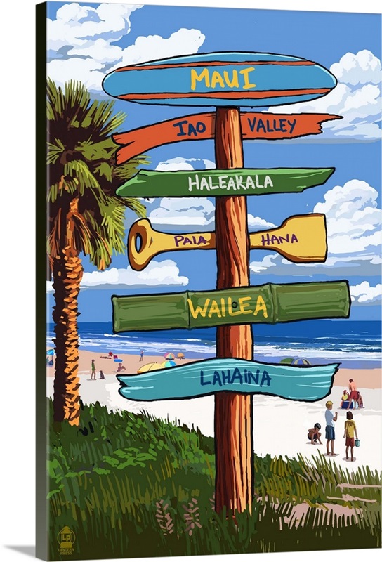 Maui, Hawaii, Destination Signpost | Great Big Canvas