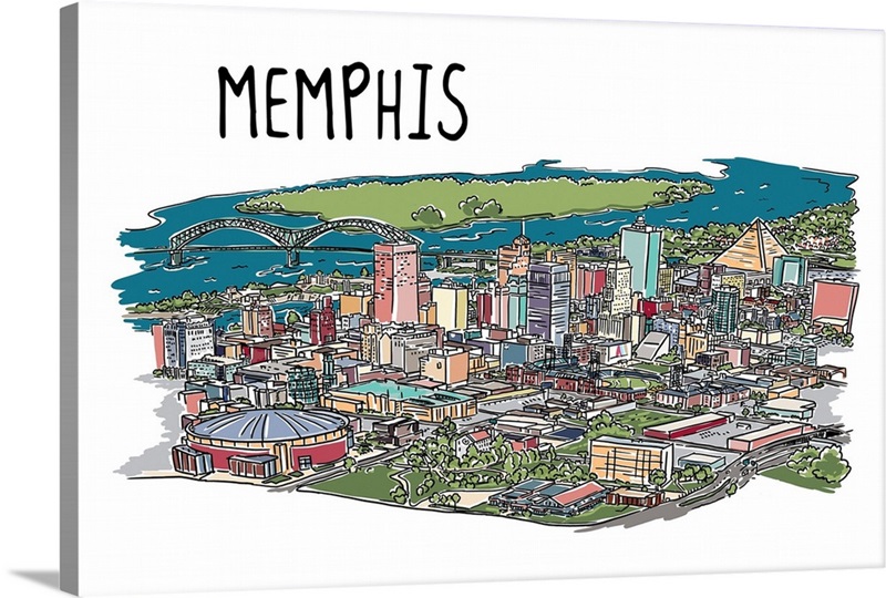 Memphis, Tennessee - Line Drawing | Great Big Canvas