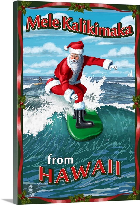 Merry Christmas From Hawaii - Santa Surfing | Great Big Canvas