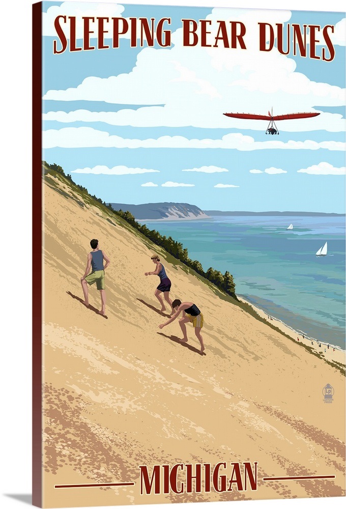 Michigan - Sleeping Bear Dunes: Retro Travel Poster Wall Art, Canvas ...