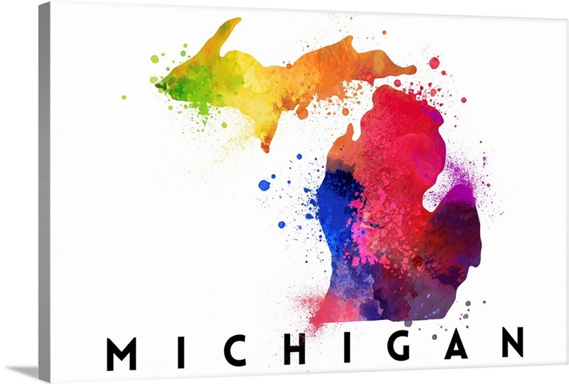 Michigan - State Abstract Watercolor | Great Big Canvas