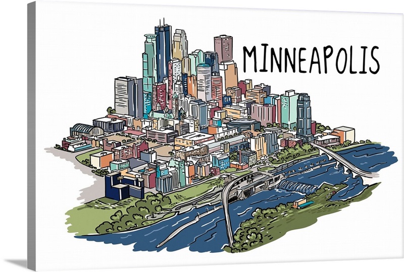 Minneapolis, Minnesota - Line Drawing | Great Big Canvas