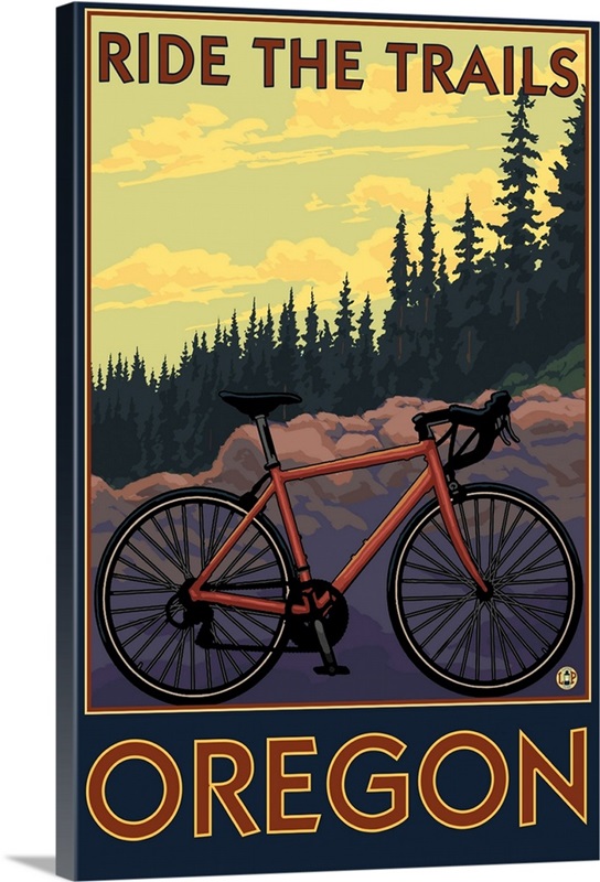 Mountain Bike (trail) - Oregon: Retro Travel Poster | Great Big Canvas