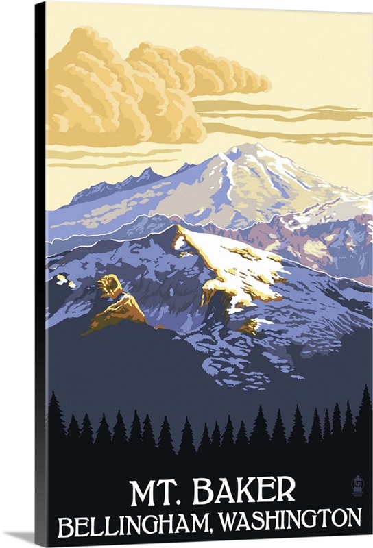 Mt. Baker, Washington: Retro Travel Poster | Great Big Canvas