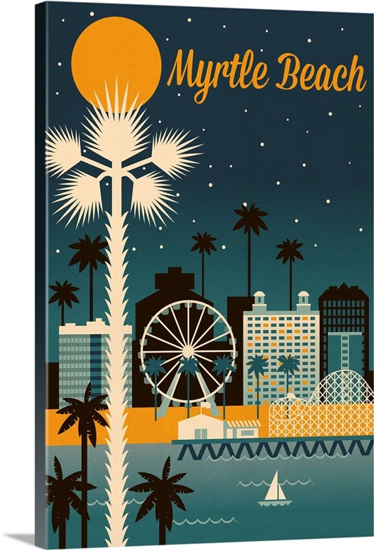 Myrtle Beach, South Carolina - Retro Skyline Classic Series | Great Big ...