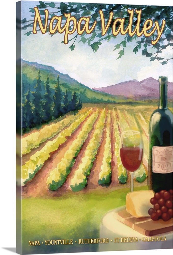 Napa Valley Wine Country: Retro Travel Poster Wall Art, Canvas Prints ...