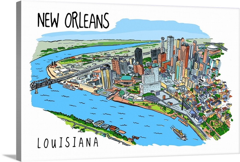 New Orleans, Louisiana - Line Drawing | Great Big Canvas