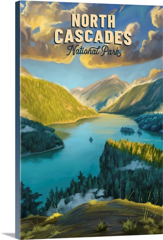 North Cascades National Park, Diablo Lake: Retro Travel Poster | Great ...