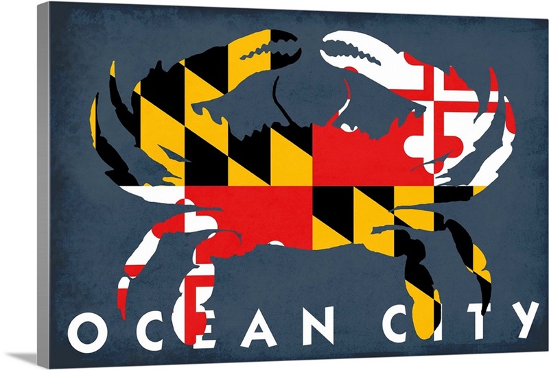 Ocean City, Maryland, Maryland Flag Crab | Great Big Canvas