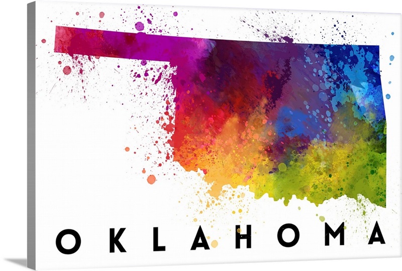 Oklahoma - State Abstract Watercolor | Great Big Canvas