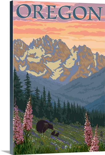 Oregon - Spring Flowers: Retro Travel Poster | Great Big Canvas