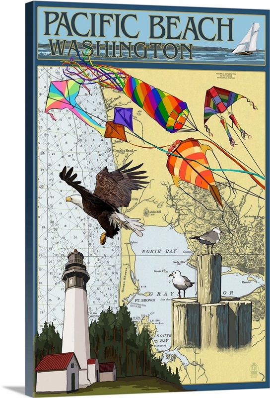 Pacific Beach, Washington - Nautical Chart: Retro Travel Poster | Great ...