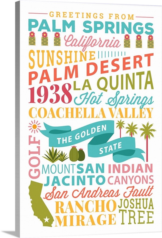 Palm Springs, California - Stacked Typography | Great Big Canvas