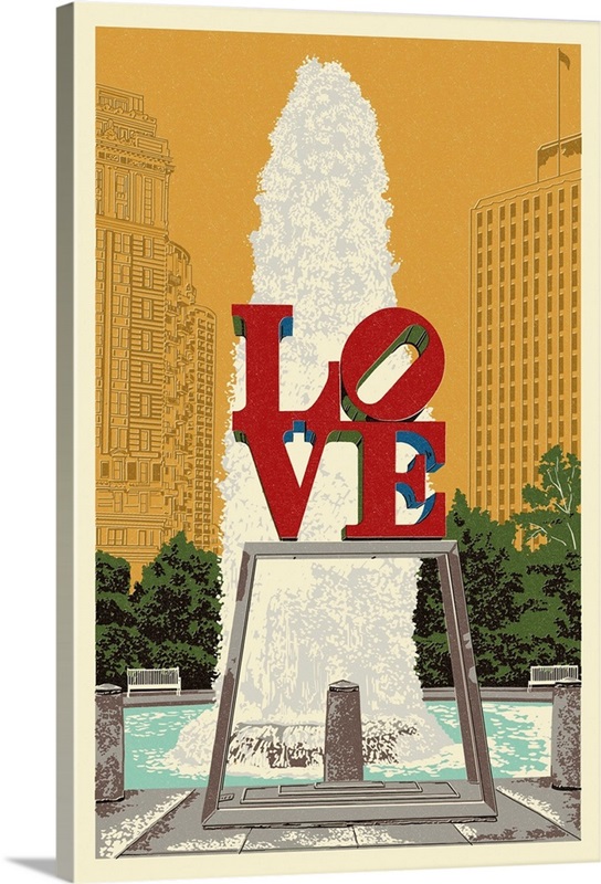 Philadelphia, Pennsylvania - Love Statue - Letterpress: Retro Travel ...