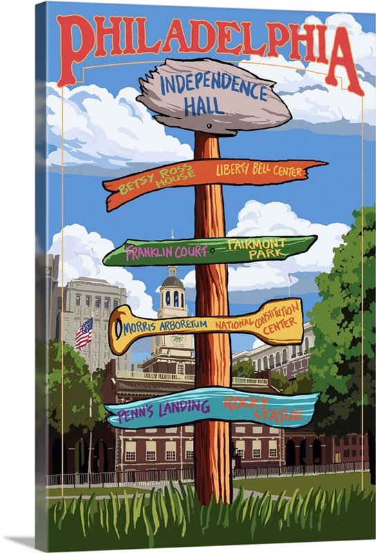 Philadelphia, Pennsylvania - Sign Destinations: Retro Travel Poster ...