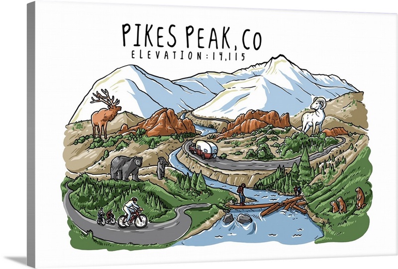 Pikes Peak, Colorado - Line Drawing | Great Big Canvas