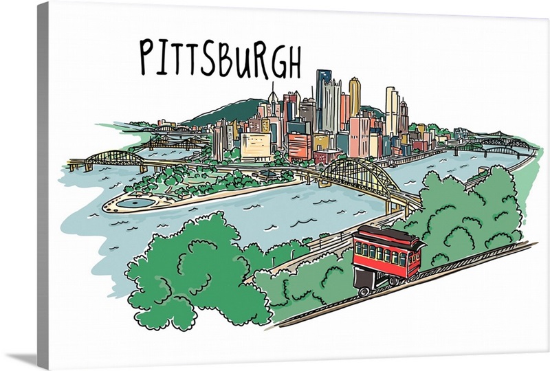 Pittsburgh, Pennsylvania - Line Drawing | Great Big Canvas