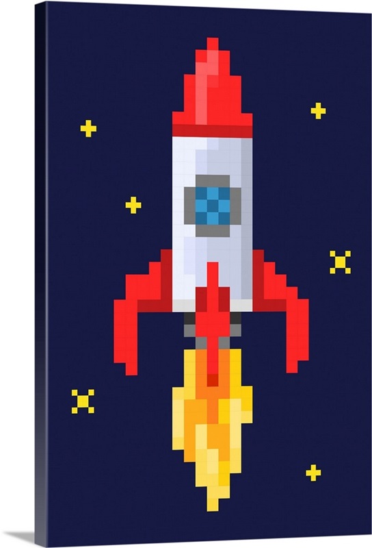 Pixel Rocket - 8 Bit | Great Big Canvas