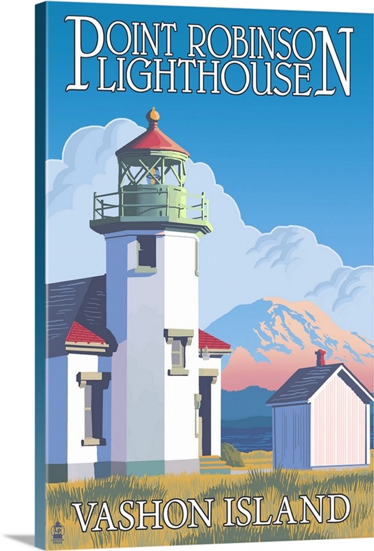 Point Robinson Lighthouse - Vashon Island, WA: Retro Travel Poster ...