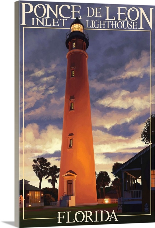 Ponce De Leon Inlet Lighthouse, Florida - Morning Scene: Retro Travel ...