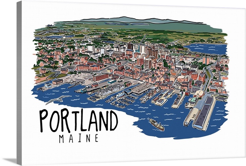 Portland, Maine - Line Drawing | Great Big Canvas