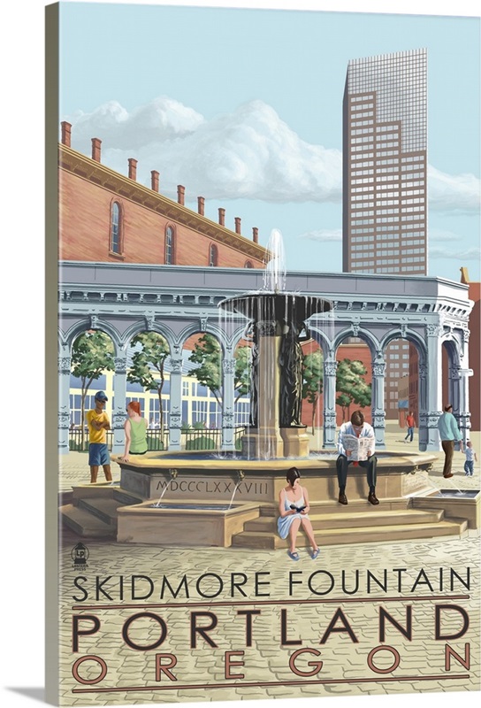 Portland, Oregon - Skidmore Fountain: Retro Travel Poster | Great Big ...