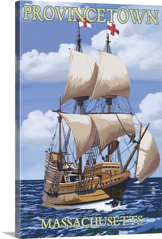 Provincetown, Massachusetts - Mayflower II: Retro Travel Poster Wall ...