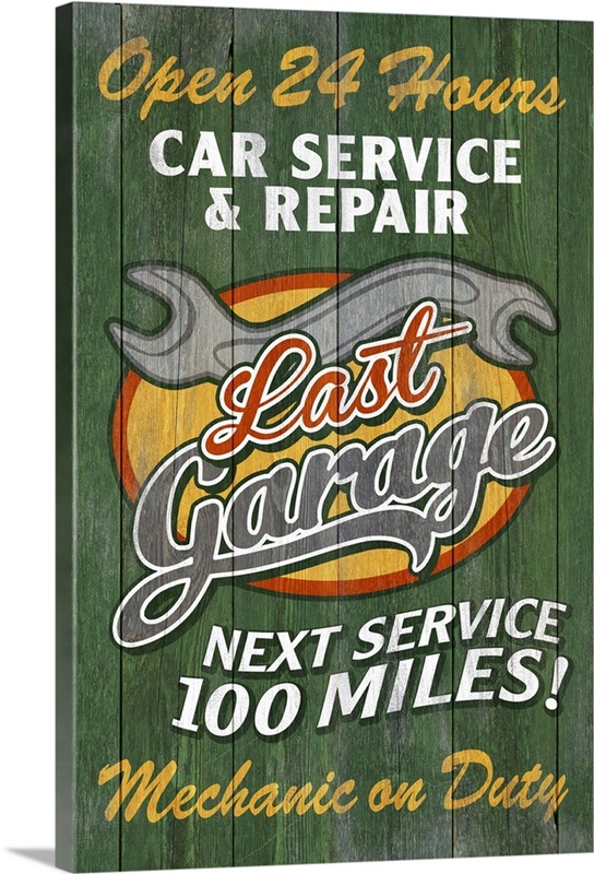 Retro Garage Ad, Vintage Wooden Sign | Great Big Canvas