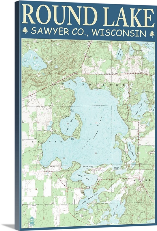Round Lake Chart - Sawyer County, Wisconsin: Retro Travel Poster ...