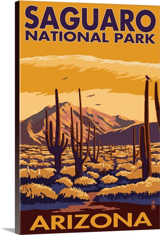 Saguaro National Park, Arizona: Retro Travel Poster | Great Big Canvas