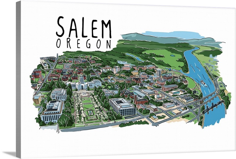 Salem, Oregon - Line Drawing | Great Big Canvas