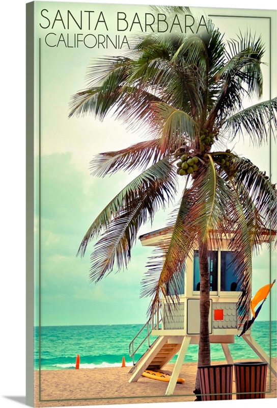 Santa Barbara, California, Lifeguard Shack and Palm | Great Big Canvas