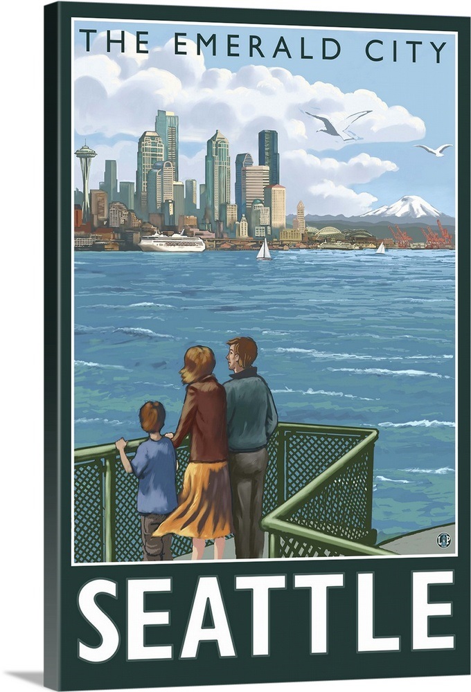 Seattle, Washington Skyline: Retro Travel Poster Wall Art, Canvas ...