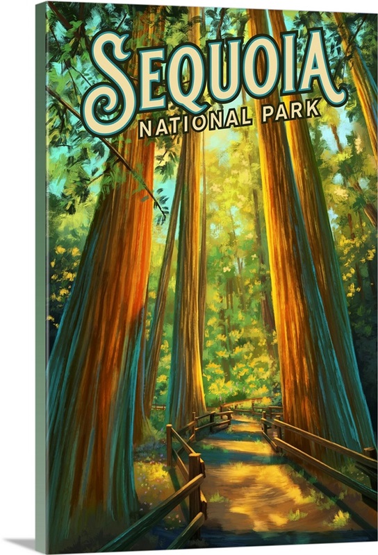 Sequoia National Park, Forest: Retro Travel Poster | Great Big Canvas