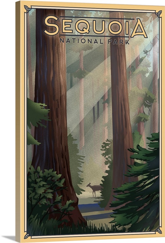 Sequoia National Park, Forest: Retro Travel Poster | Great Big Canvas