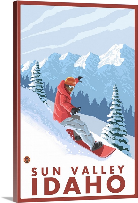 Snowboarder Scene - Sun Valley, Idaho: Retro Travel Poster | Great Big ...