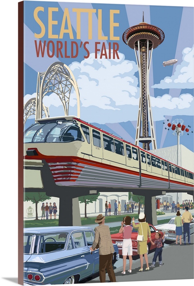 Space Needle Opening Day Scene - Seattle, WA: Retro Travel Poster Wall ...