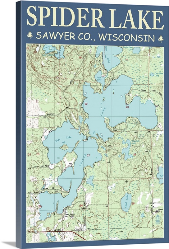Spider Lake Chart, Sawyer County, Wisconsin | Great Big Canvas