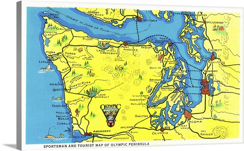 Sportsman and Tourist Map, Olympic Peninsula, Olympic National Park ...