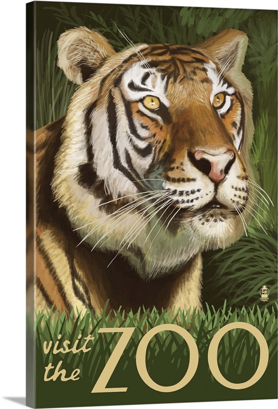Sumatran Tiger - Visit the Zoo: Retro Travel Poster | Great Big Canvas