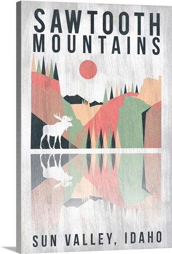 Sun Valley, Landscape Silhouette: Graphic Travel Poster Wall Art ...