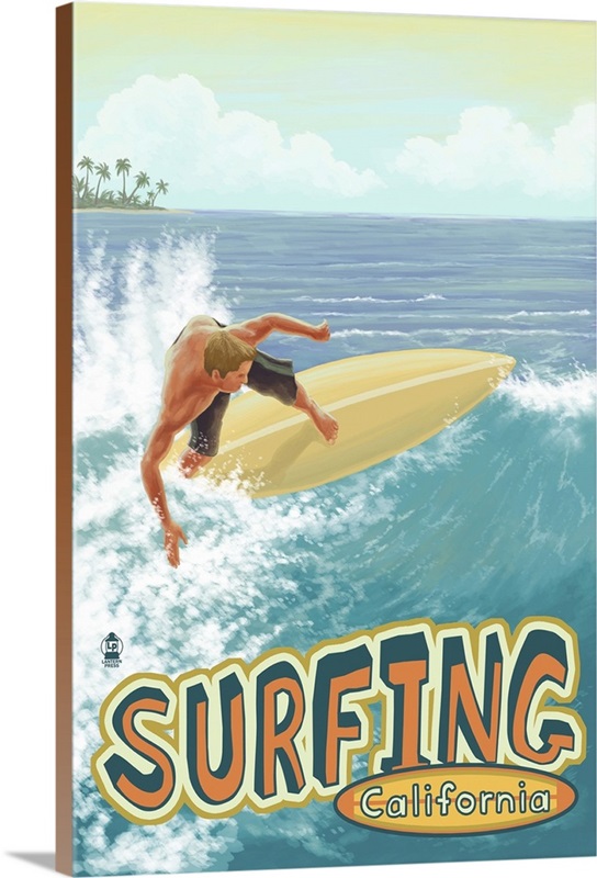 Surfing California: Retro Travel Poster | Great Big Canvas