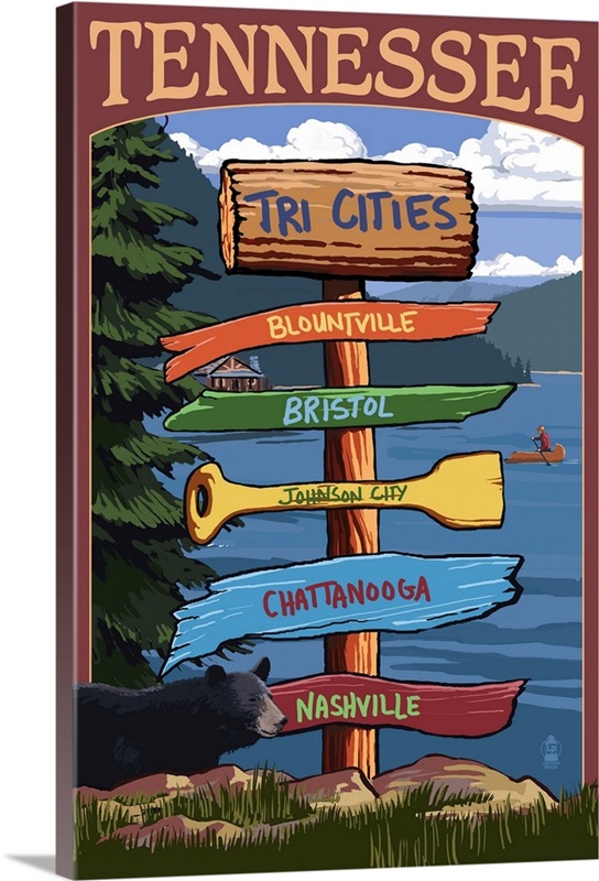 Tennessee, Tri Cities Destination Signpost | Great Big Canvas