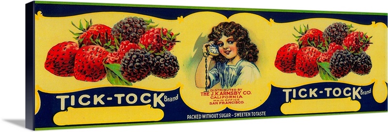 Tick Tock Berry Label, San Francisco, CA | Great Big Canvas