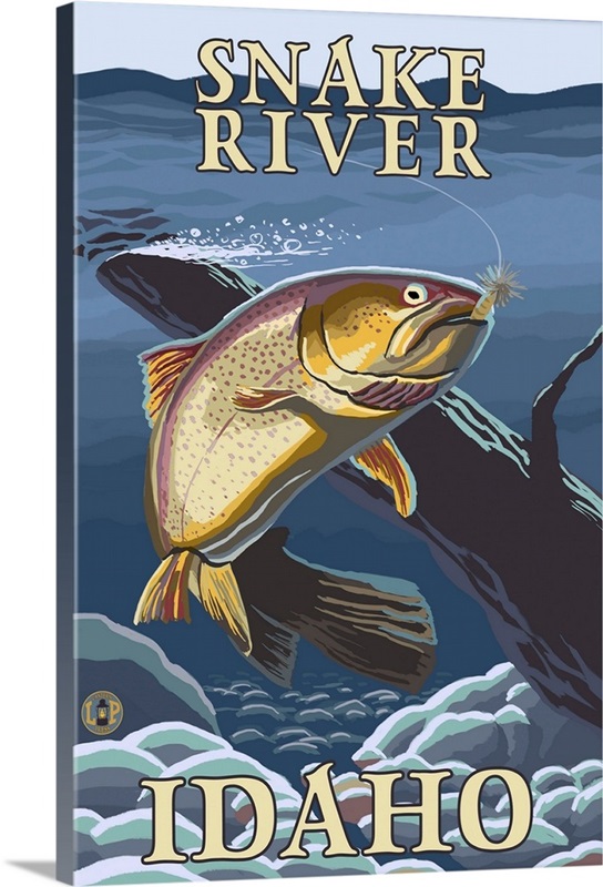 Trout Fishing Cross-Section - Snake River, Idaho: Retro Travel Poster ...
