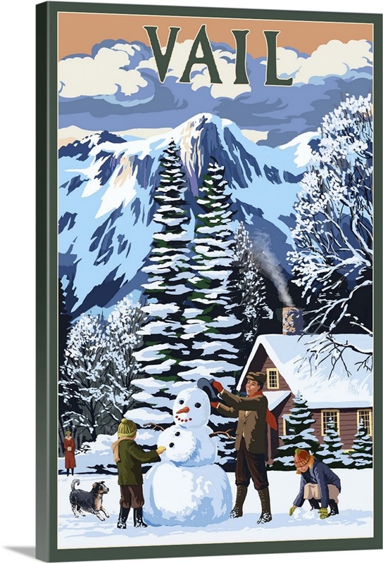 Vail, Colorado, Snowman Scene | Great Big Canvas